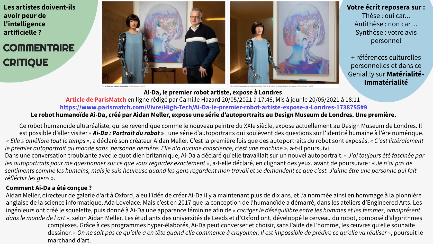 METHODOLOGIE : commentaire critique (partie 2 sujet A au choix) 2023 ...